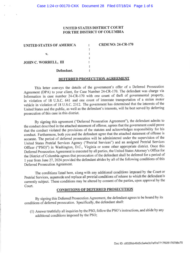 Worrell Deferred Prosecution | PDF