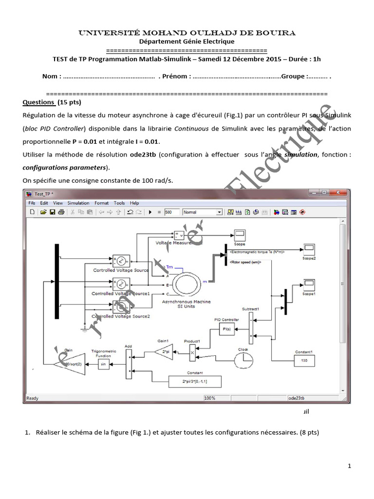 Test Tp Programmation Matlab Simulink Pdf