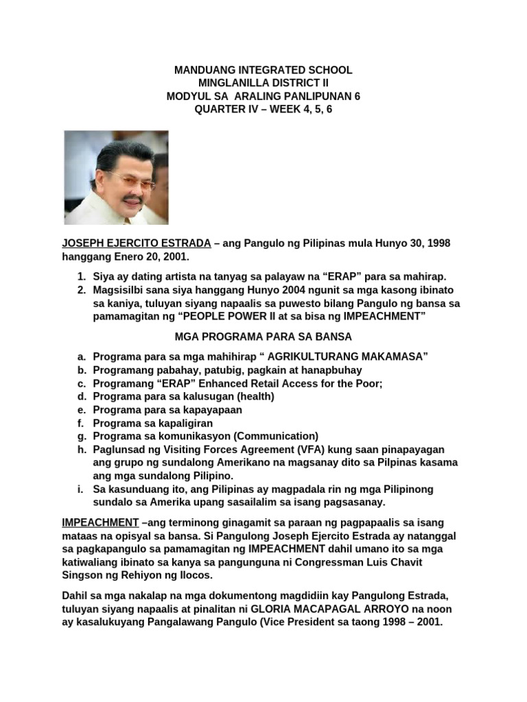 AP 6 Week Module 4th Quarter | PDF