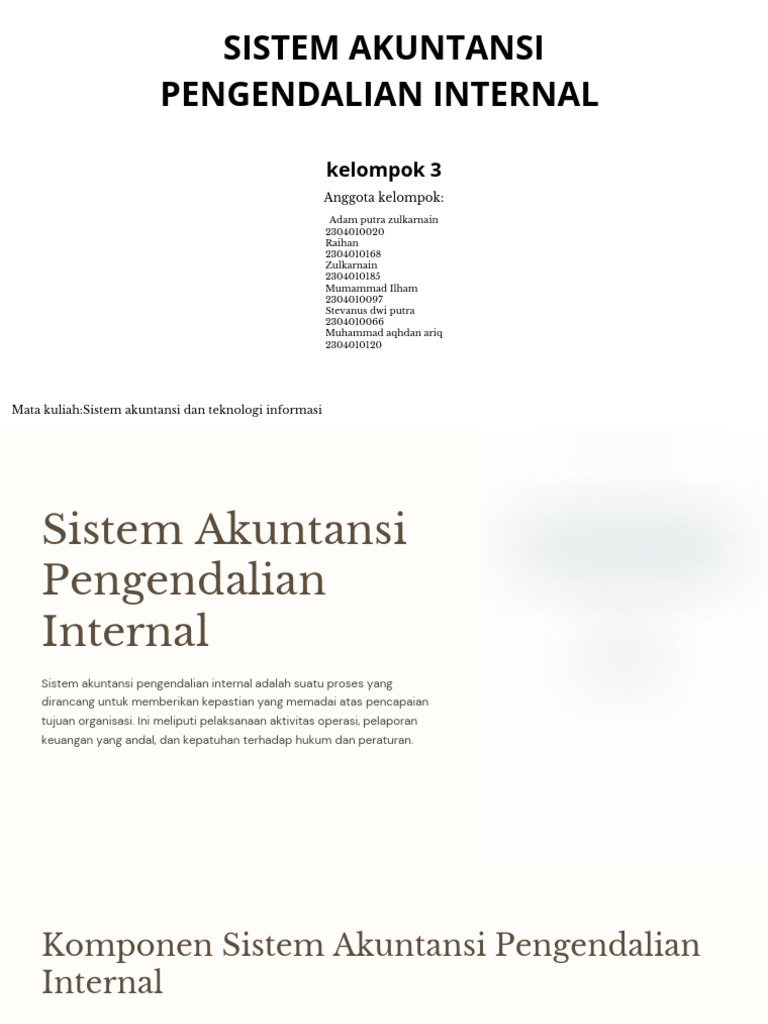 Kel 3.sistem Akuntansi Pengendalian Internal | PDF