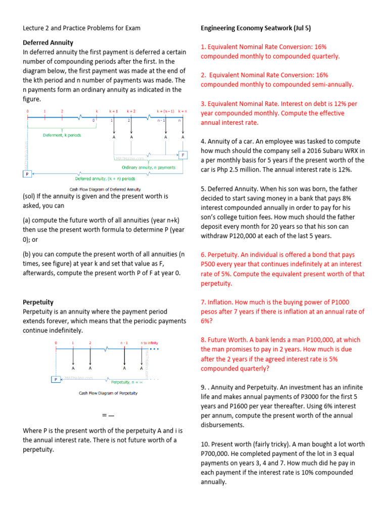 Engineering Economy Lecture 2 Practice Problems | PDF