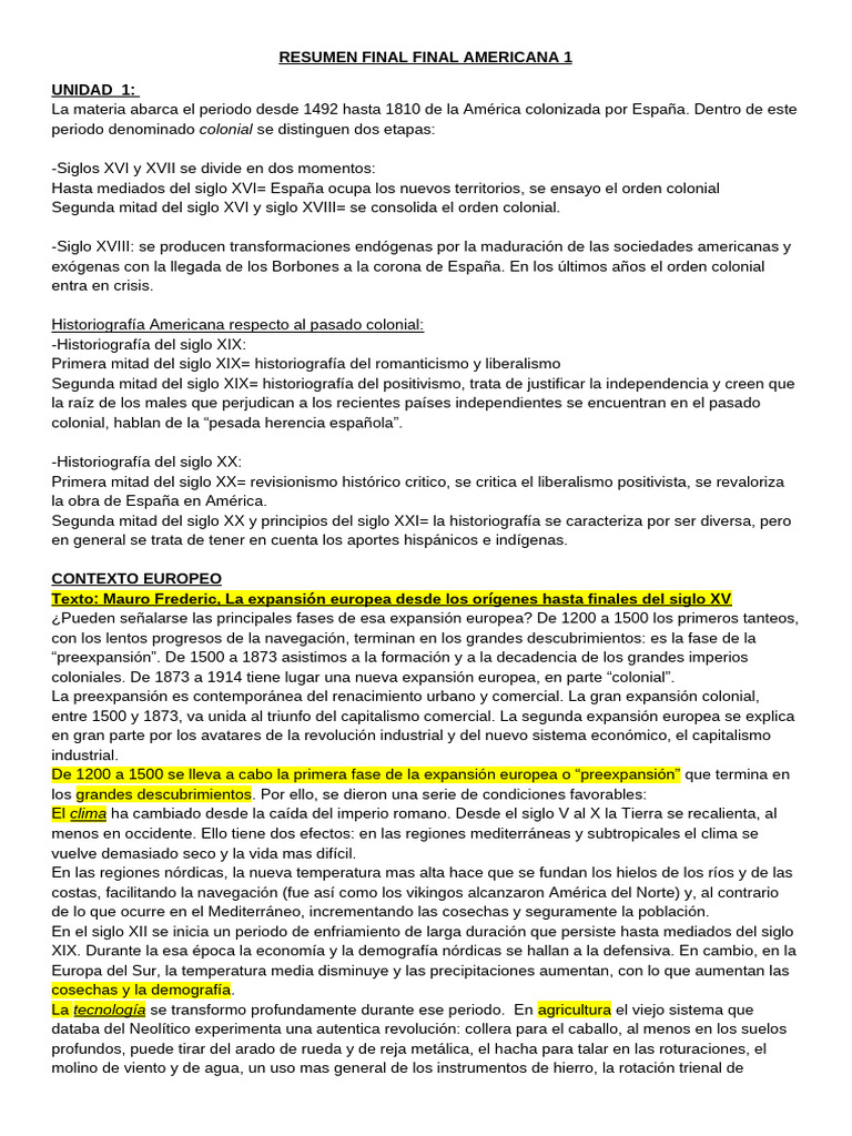 Resumen Final Final Americana 1 | PDF