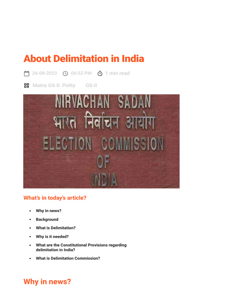 Constitutional Provisions Regarding Delimitation | PDF