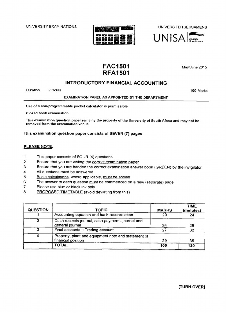 FAC1501 Exam May - June 2015 | PDF