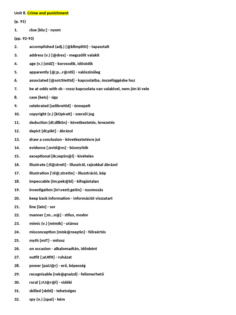 Crime Word List | PDF