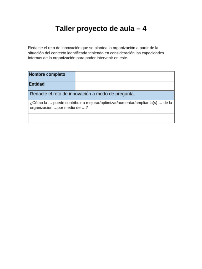 Taller Proyecto de Aula - 4 | PDF