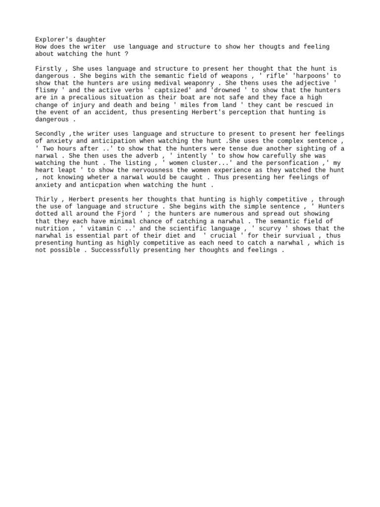 Explorer's Daughter - 12 MARK | PDF