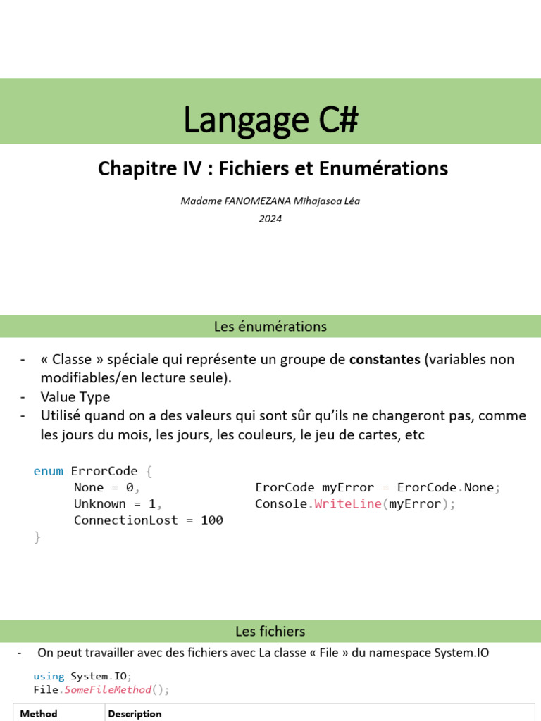 Chap IV Fichiers Et Énumérations | PDF