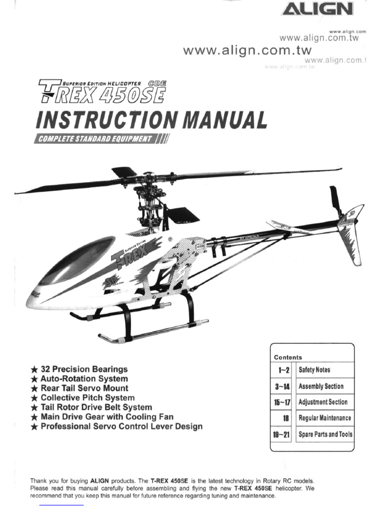 Trex 450 Se Manual | PDF