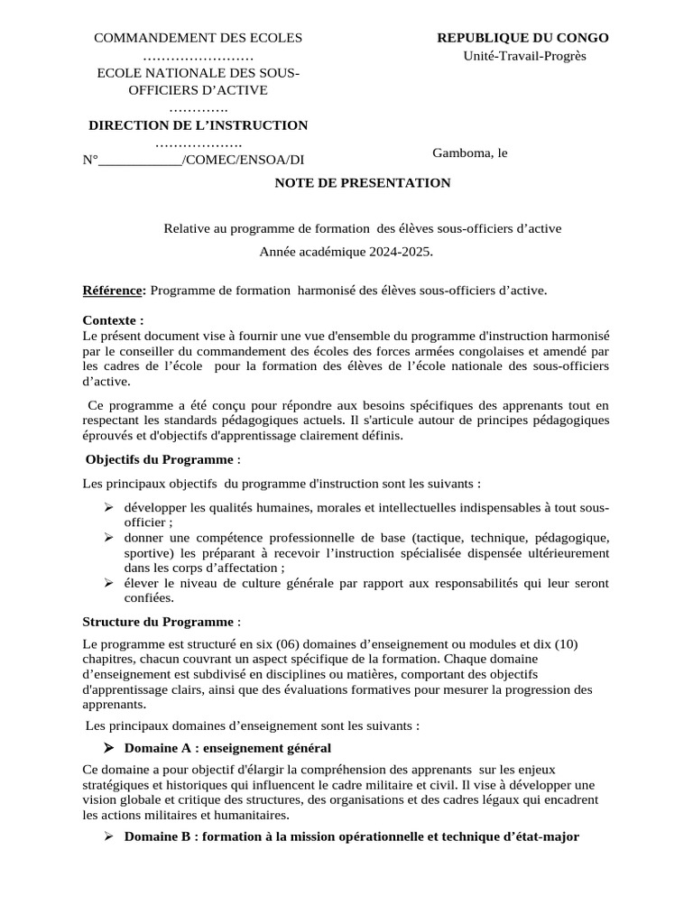 Synthese Note de Presentation | PDF