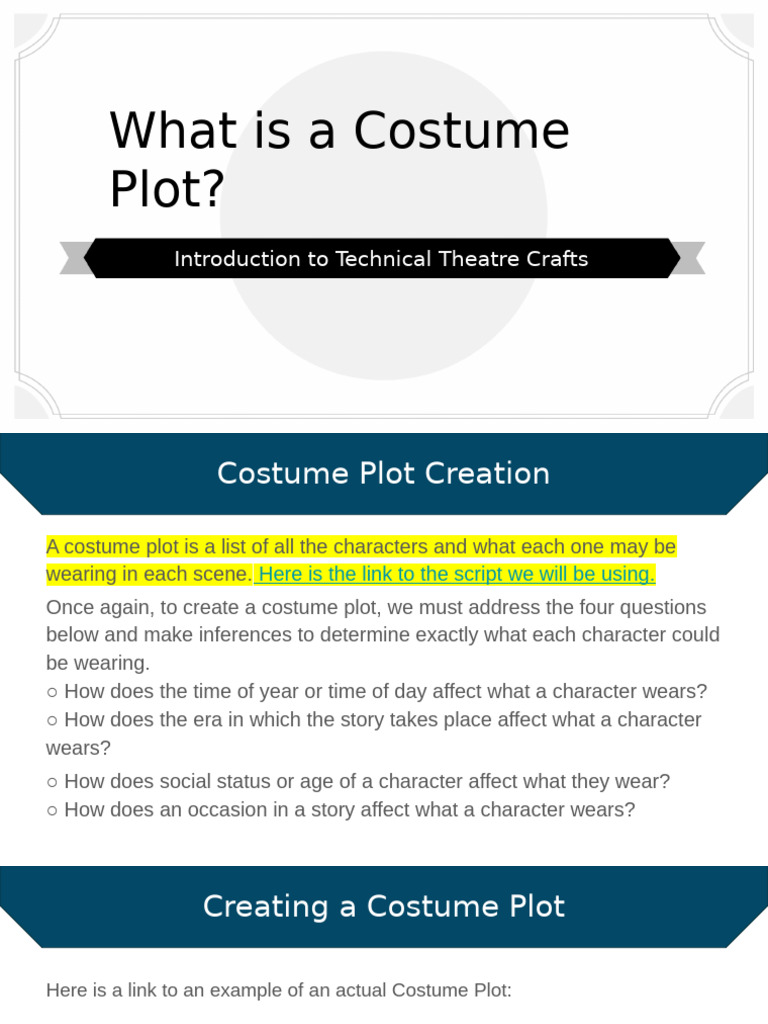 Creating A Costume Plot (Unit 2 - Session 2) | PDF