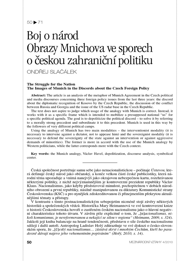 Slačálek: Boj o Národ. Obrazy Mnichova | PDF