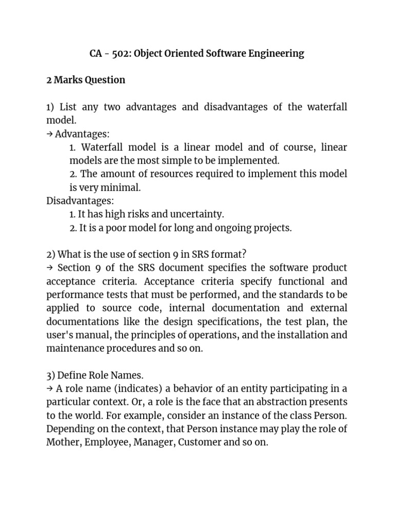 CA - 502 Object Oriented Software Engineering | PDF