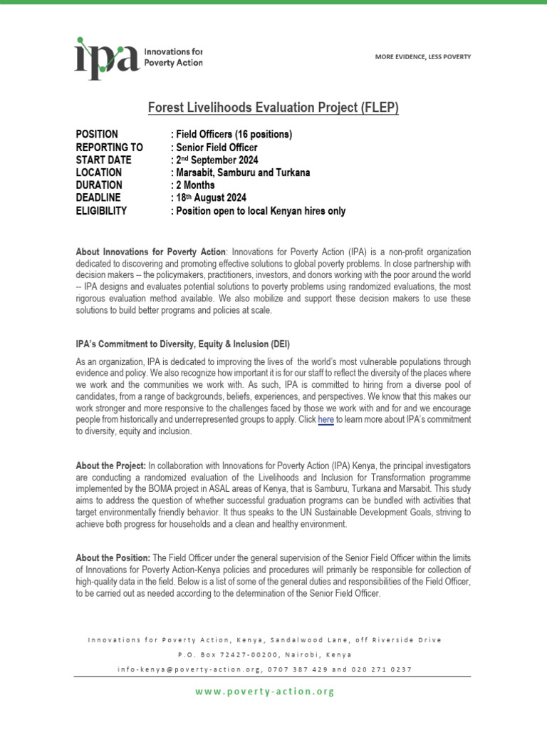 Job Advert - FO - FLEP Project (FLEP) August 2024 - Final | PDF