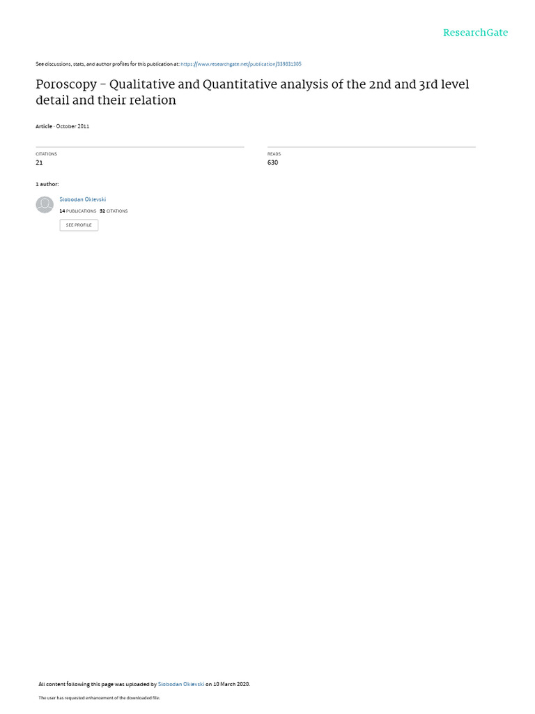 Poroscopy Qualitative and Quantitative Analysis | PDF