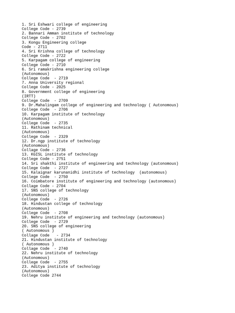 College in Coimbatore - 240709 - 134136 | PDF