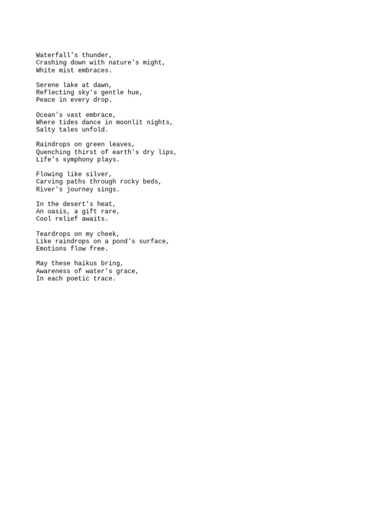 A Haiku About Water | PDF