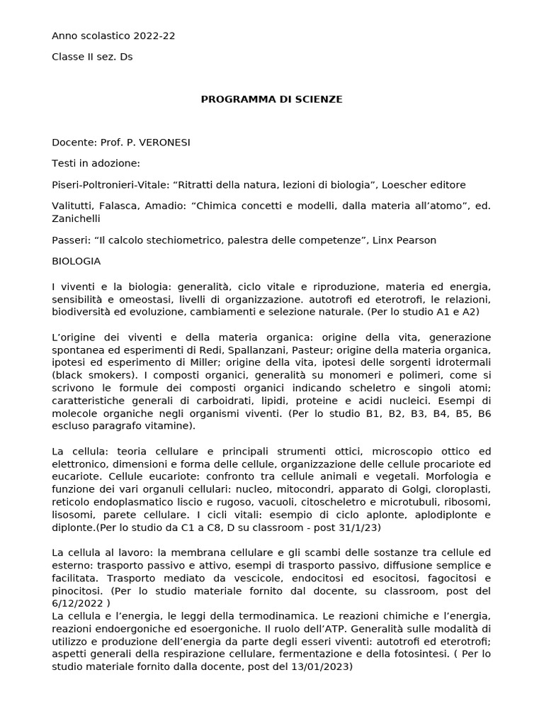 2Ds - Scienze 2022 - 2023 | PDF