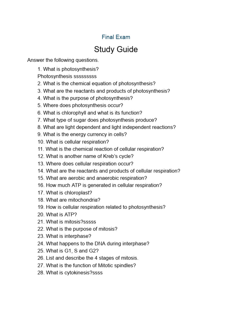Study Guide For Finale Exam | PDF