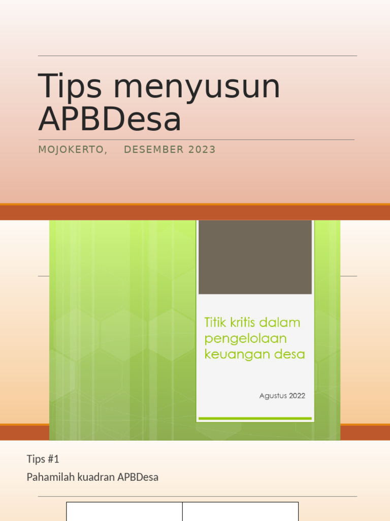 Tips Menyusun APBDesa Desember | PDF