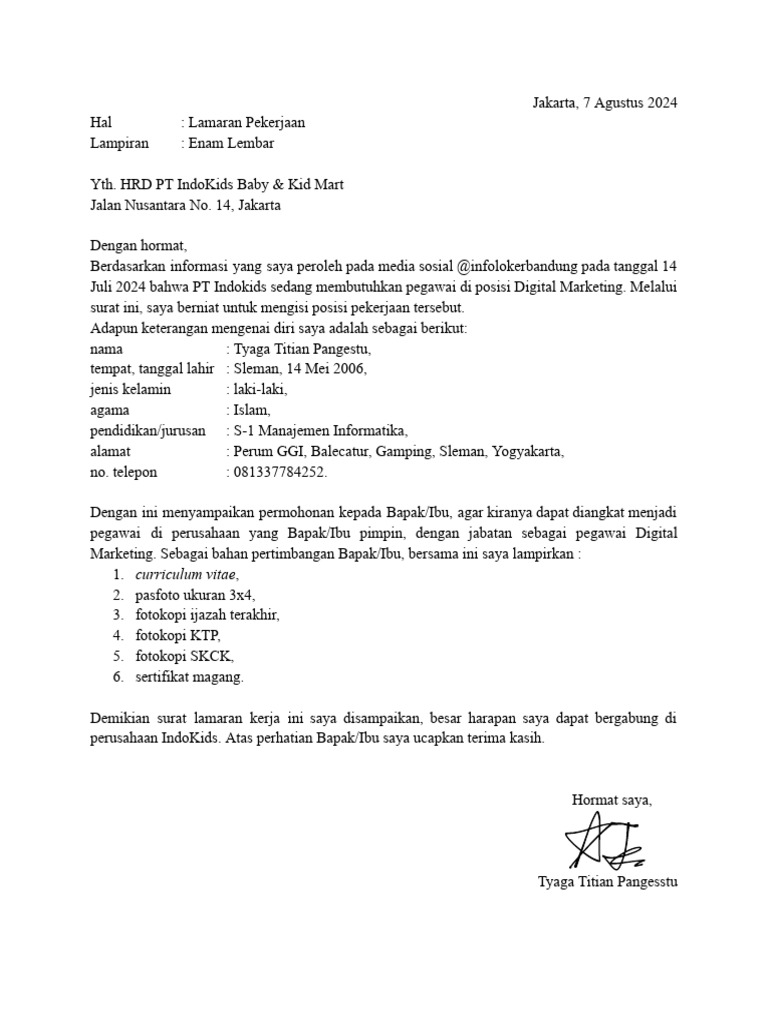 Lamaran Pekerjaan | PDF