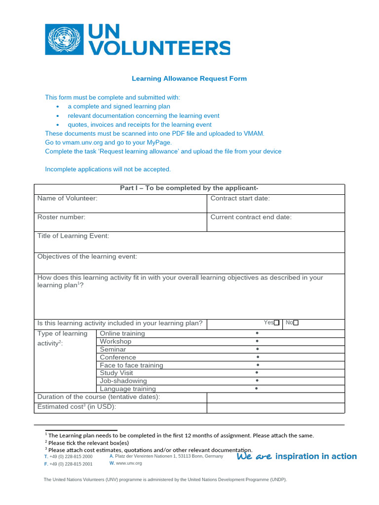 Learning and Training Request Form | PDF