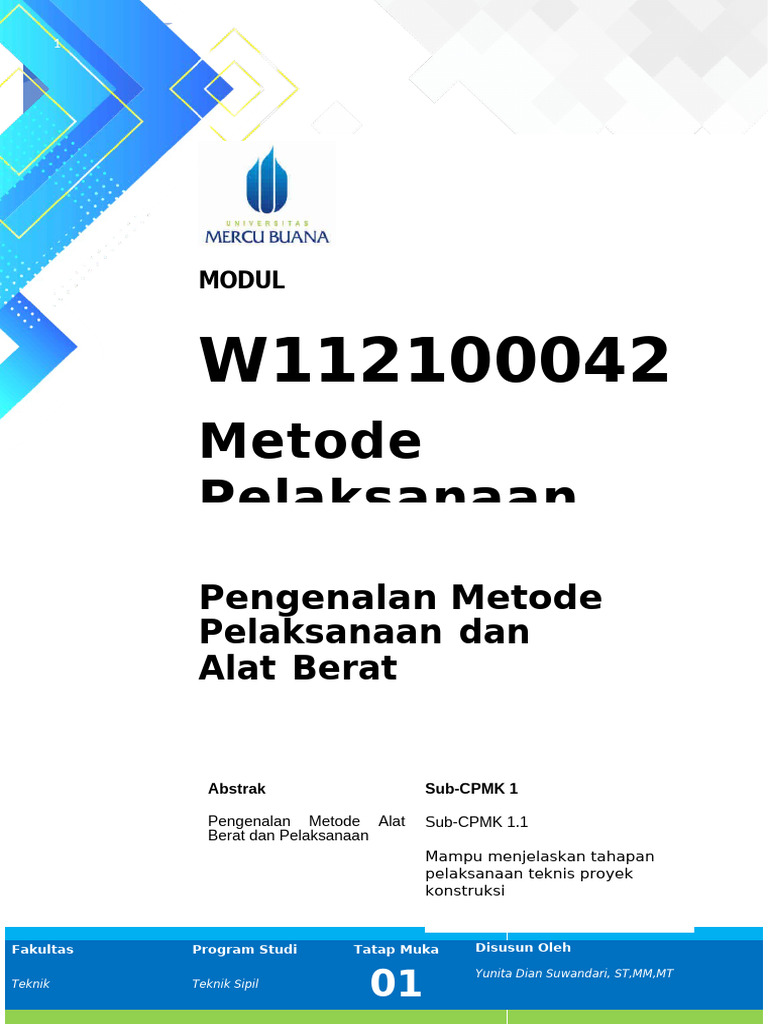 Metode Palaksanaan Dan Alat Berat (TM1) | PDF
