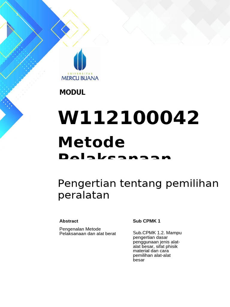 Metode Pelaksanaan Dan Alat Berat (TM 2) | PDF