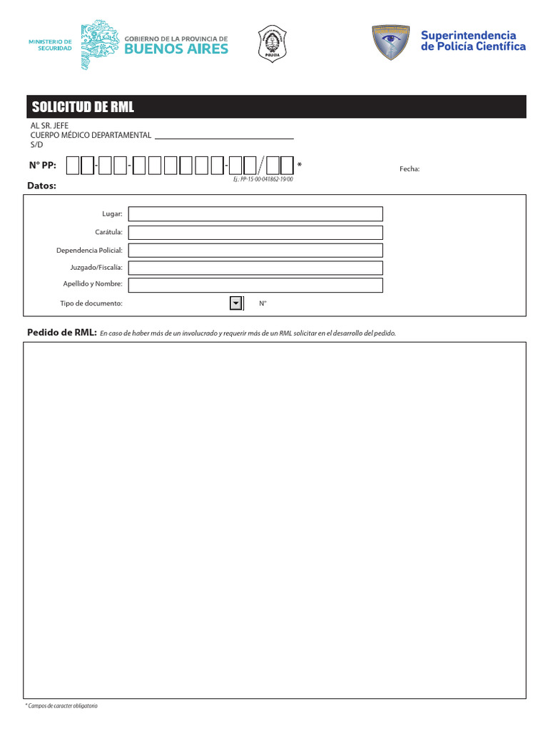 Formulario SOLICITUD DE RML Editable | PDF