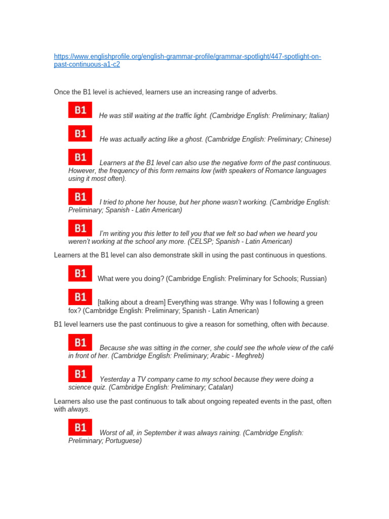 Past Continuous B1-B2 | PDF