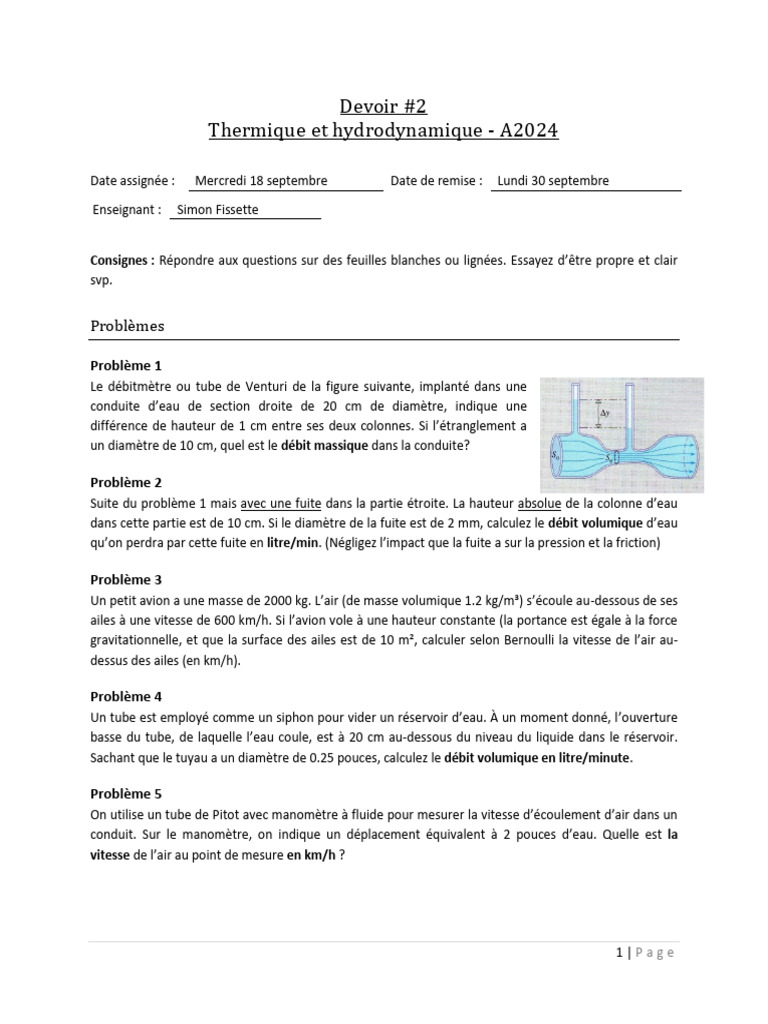 Thermique - Devoir #2 | PDF