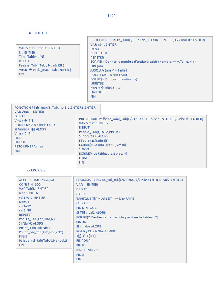 TD1 Correction | PDF