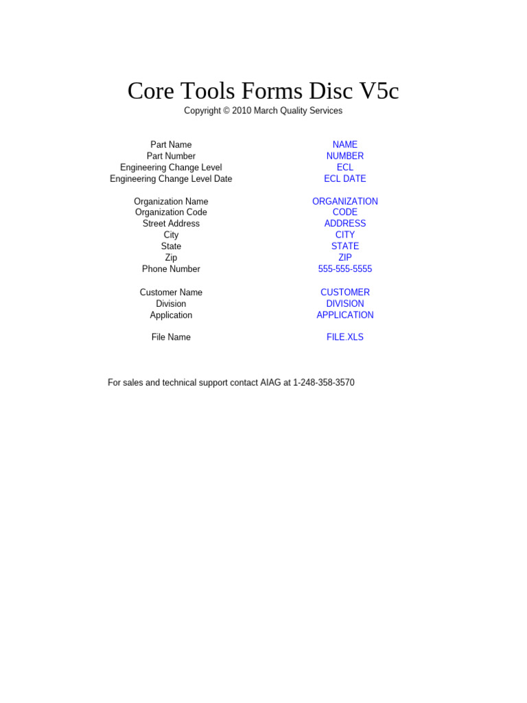 Core Tools Forms V5c | PDF