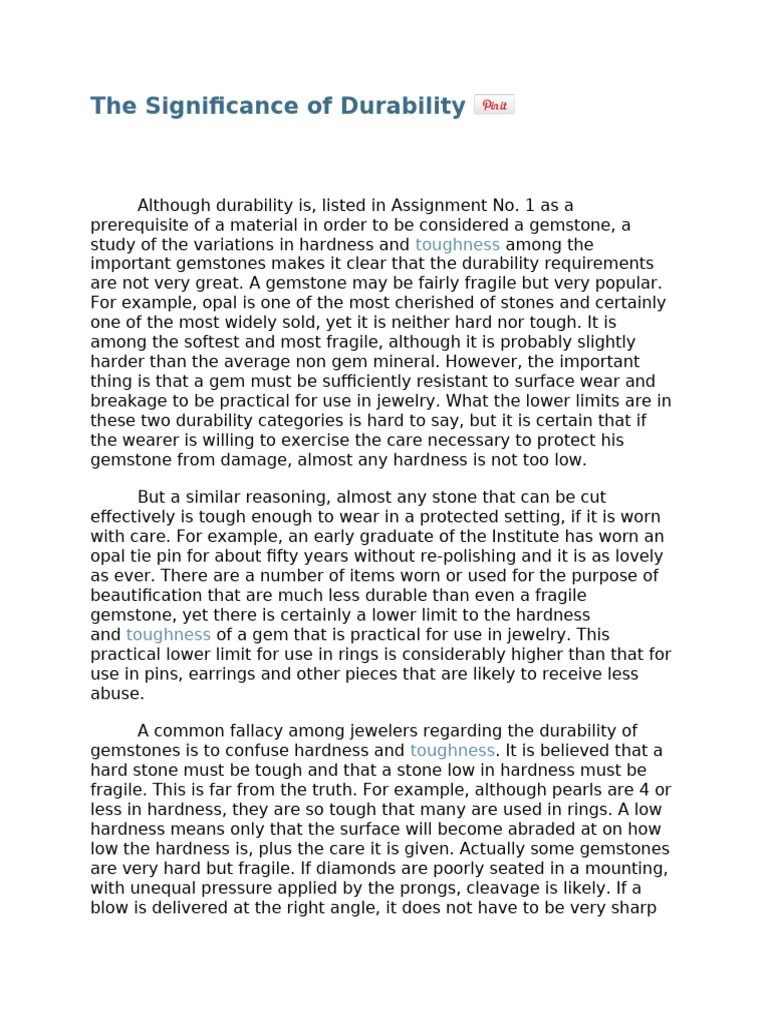 The Significance of Durability | PDF