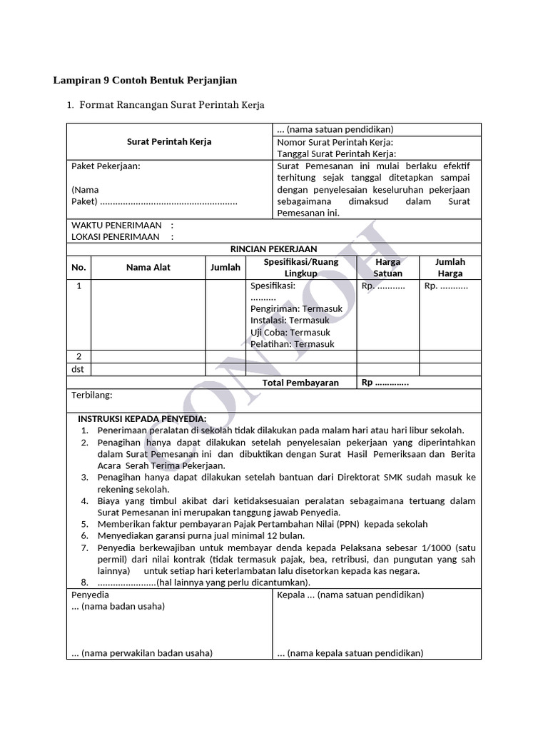 Contoh Bentuk Perjanjian | PDF