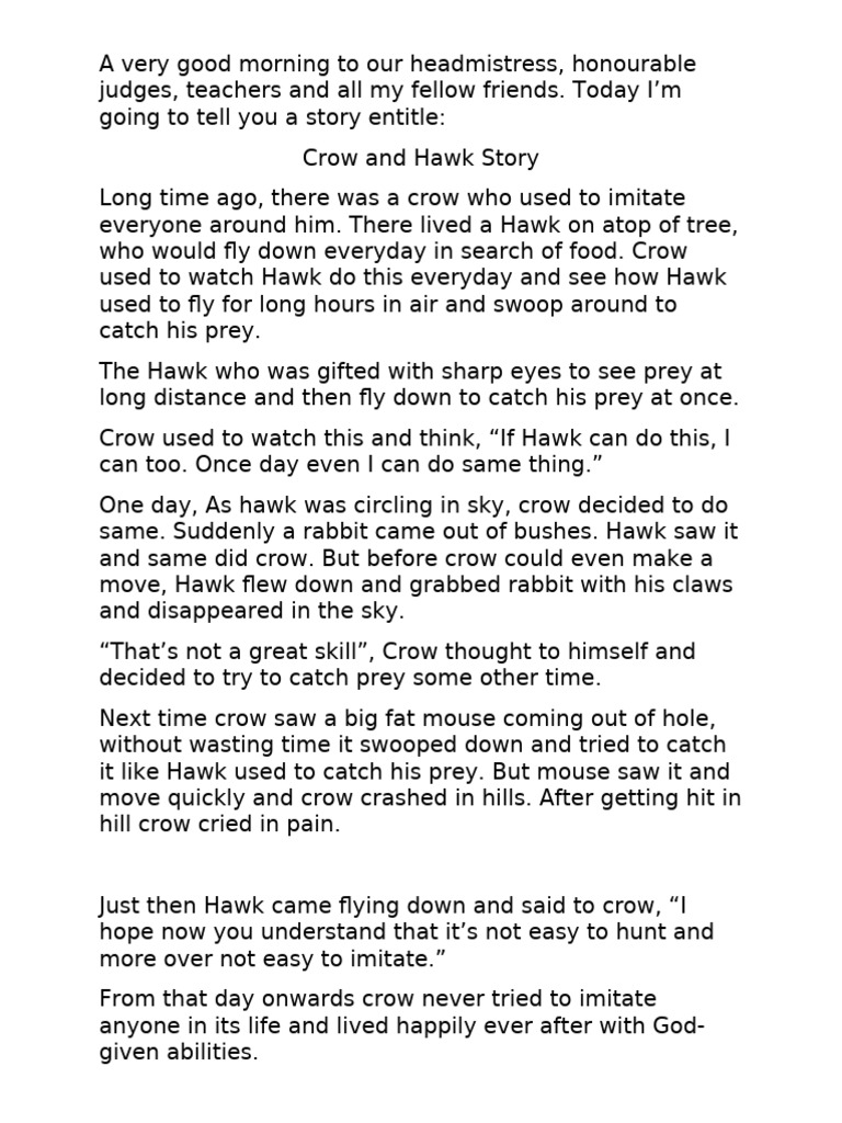 Crow and Hawk Story | PDF