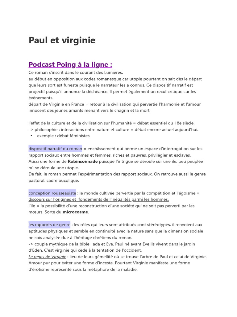 Paul Et Virginie Fiche | PDF