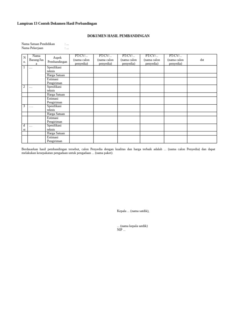 Dokumen Hasil Perbandingan | PDF