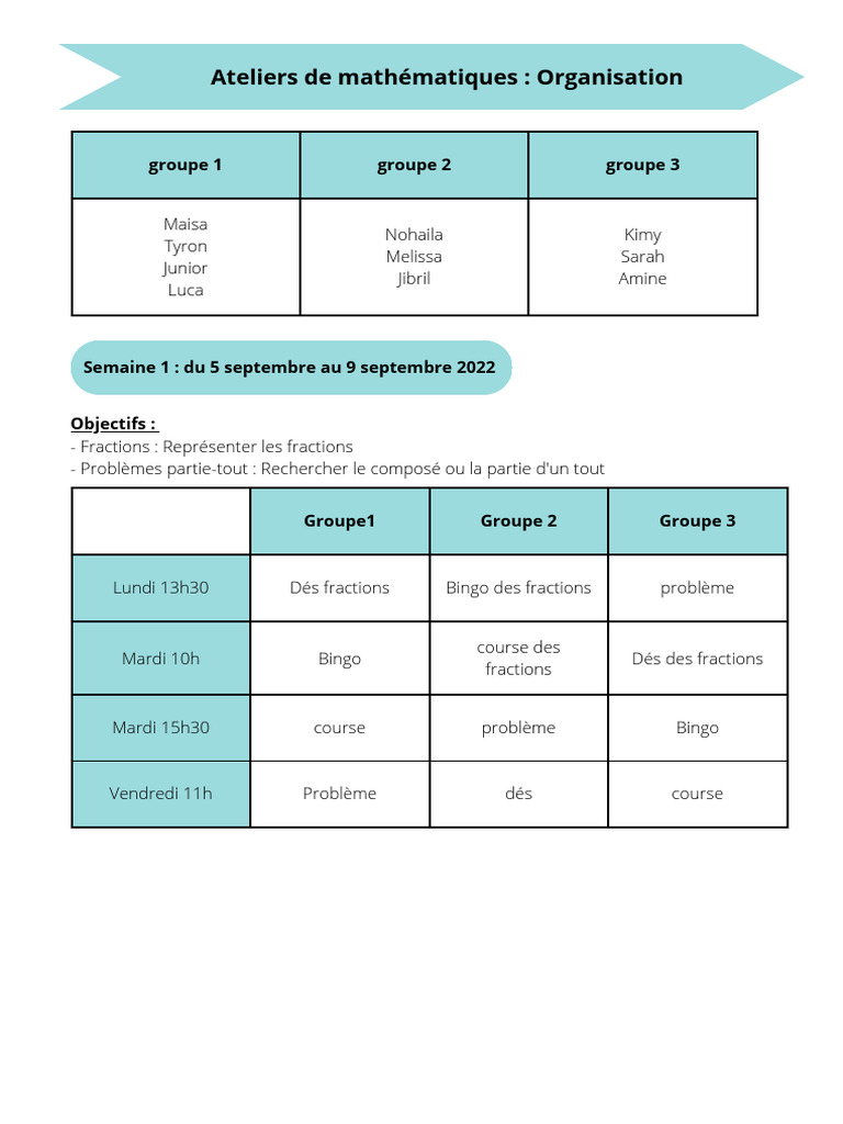 Ateliers de Maths Organisation | PDF