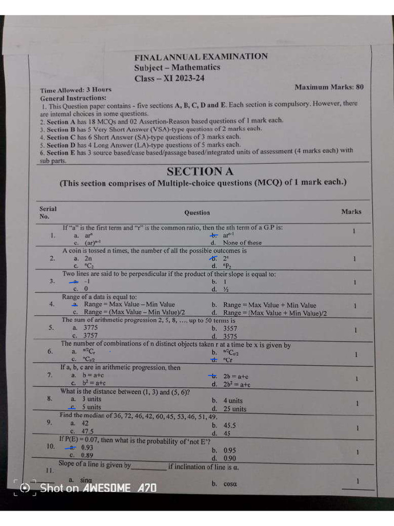 Mathematics 11th Final | PDF