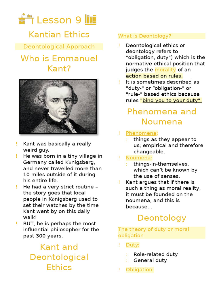 Lesson 9 - Kantian Ethics | PDF