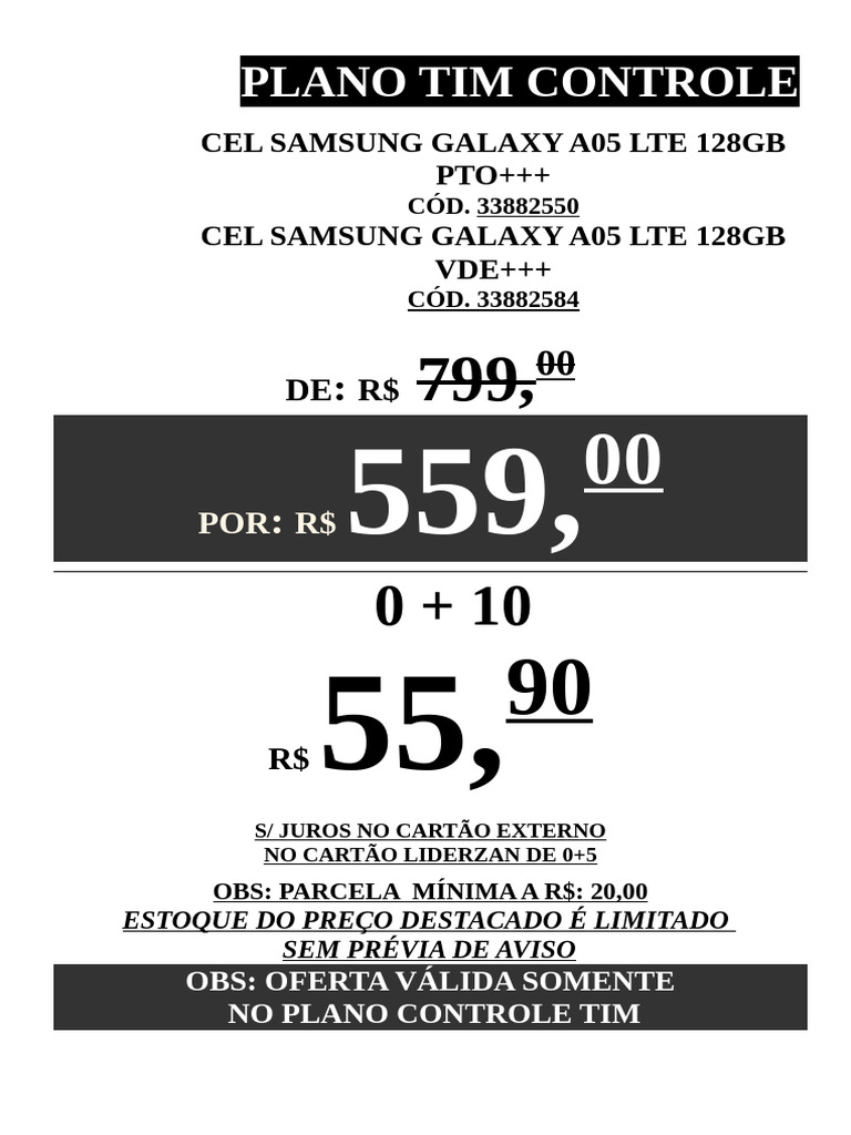 0+10 de - Por Plano Controle Tim | PDF