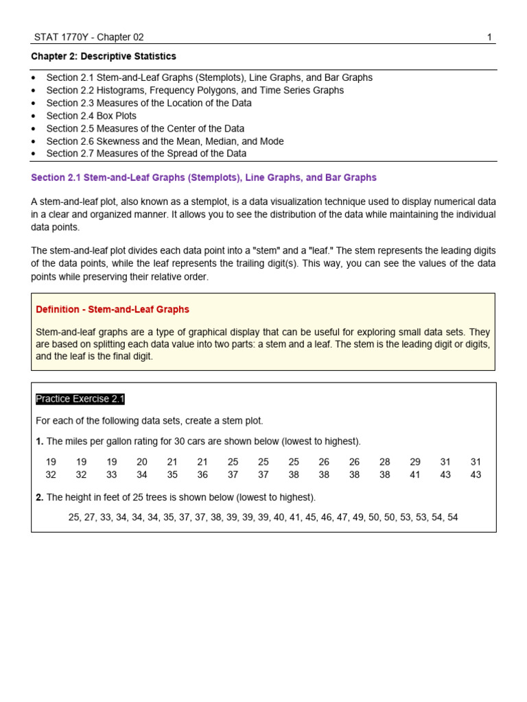 STAT1770Y Chapter02 Handout | PDF