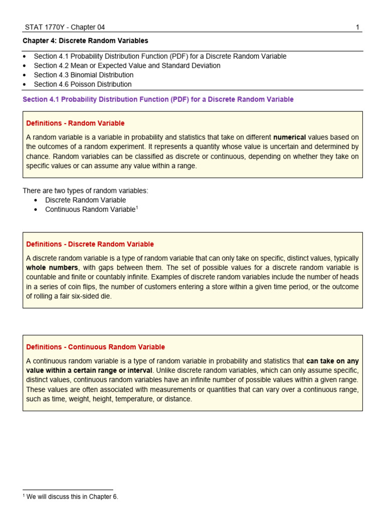 STAT1770Y Chapter04 Handout | PDF