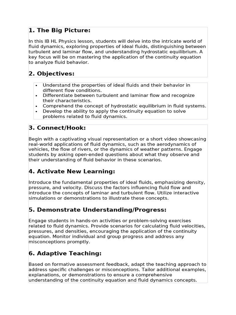 Fluid Flow and Continuity Equation IB HL Fluid Dynamics | PDF