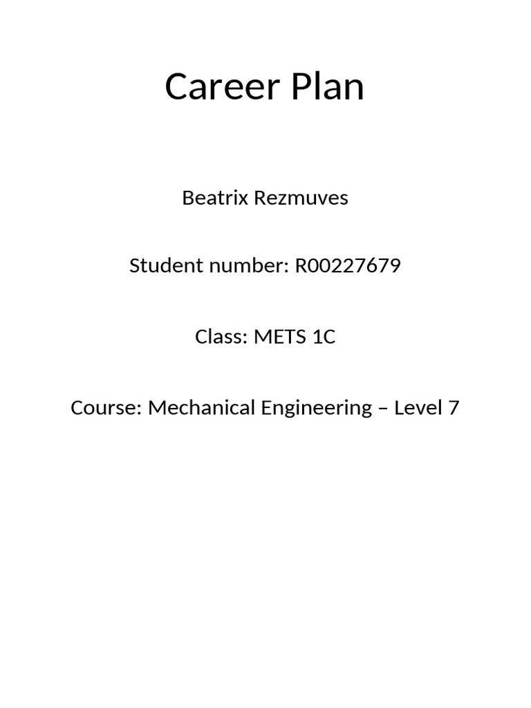 Career Plan | PDF