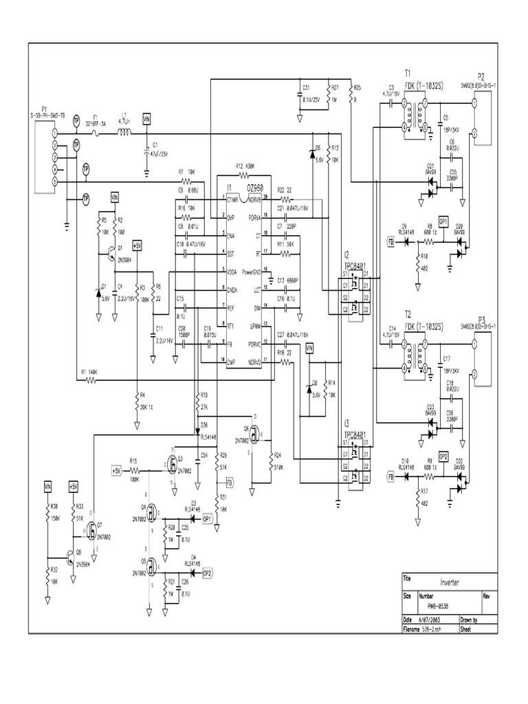 LCD Inverter - Pwb-0538 - Oz960 | PDF