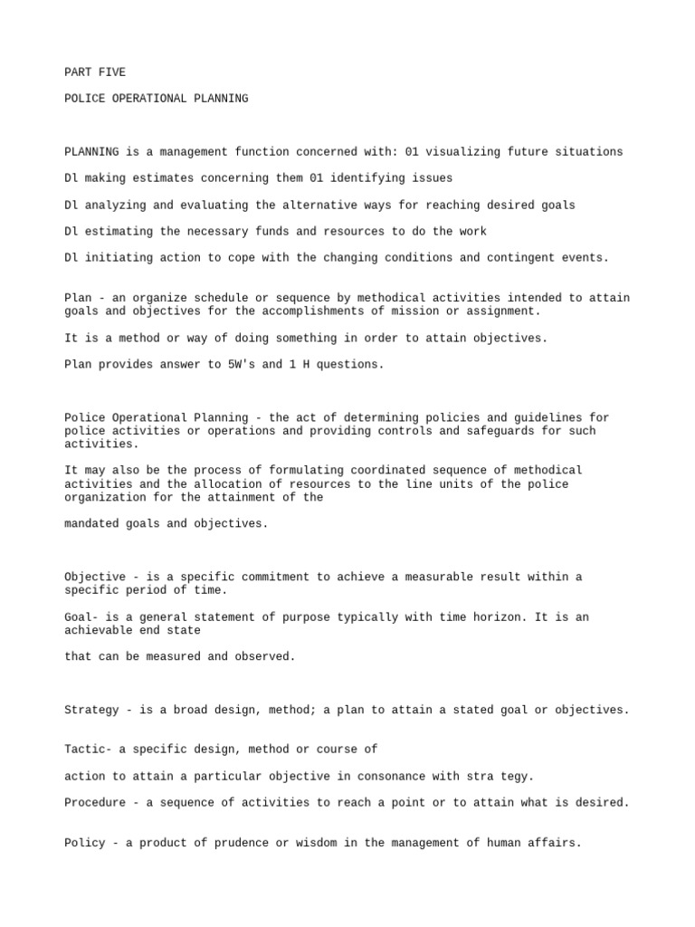 Police Operational Planning | PDF | Strategic Planning | Business