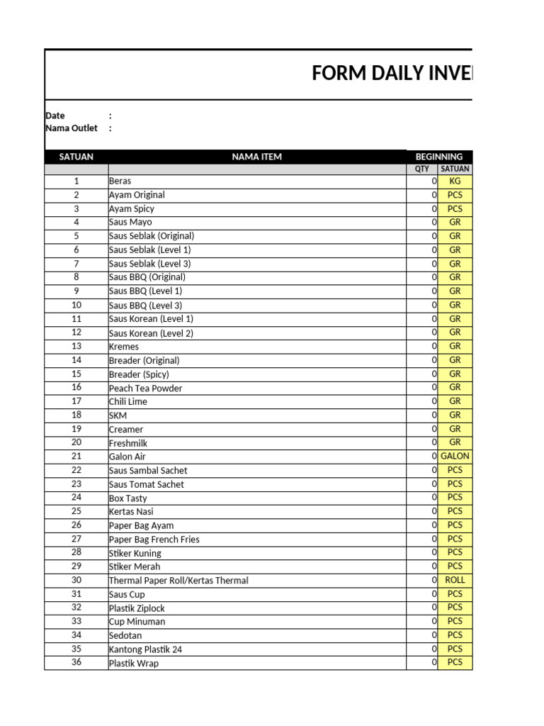Form Daily Report Inventory | PDF