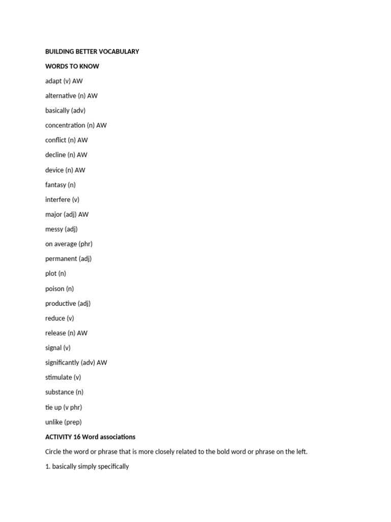 Building Better Vocabulary | PDF